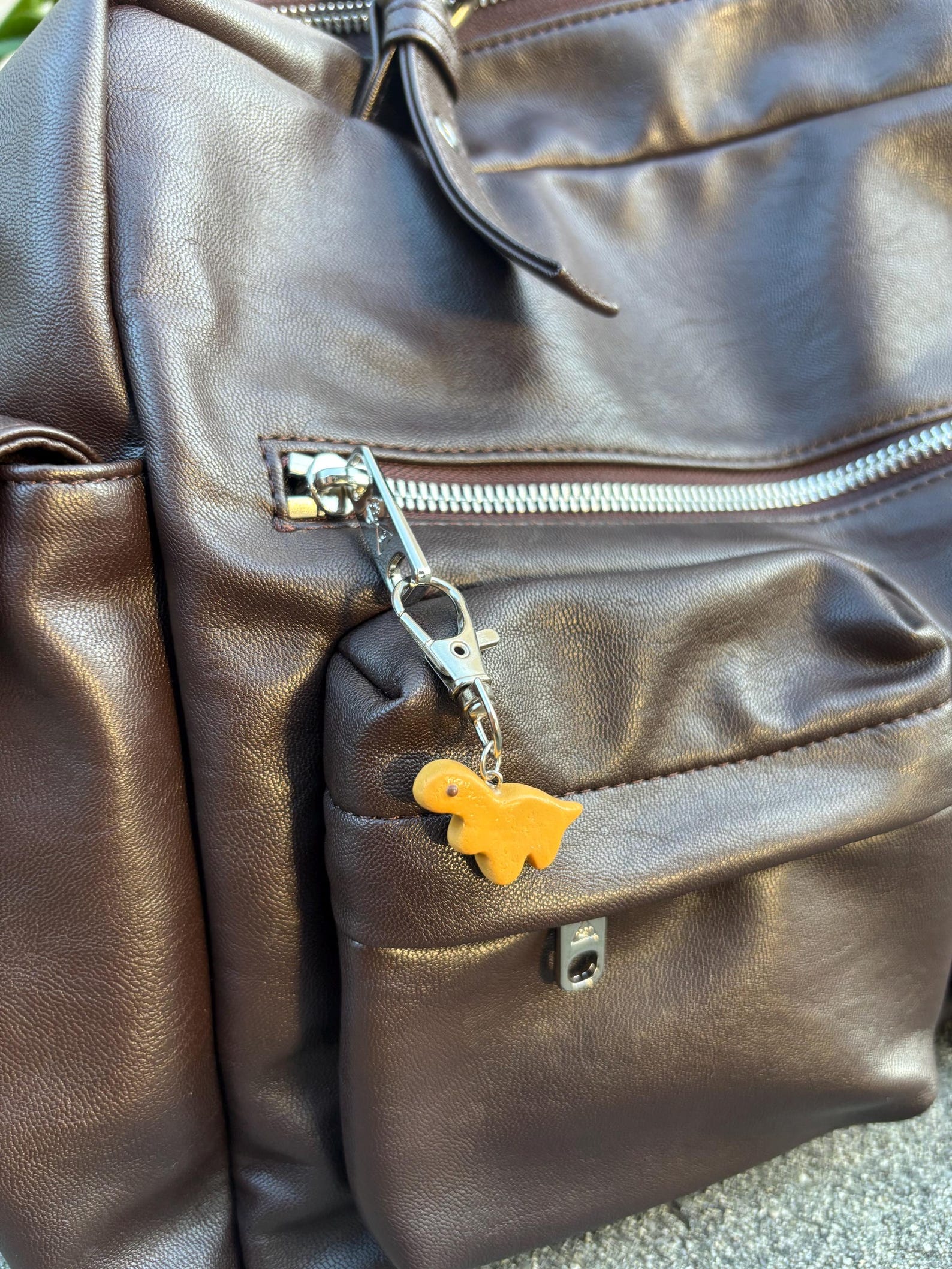 Dino Nuggie Keychain: Handmade Polymer Clay Dinosaur Bag Charm - Etsy