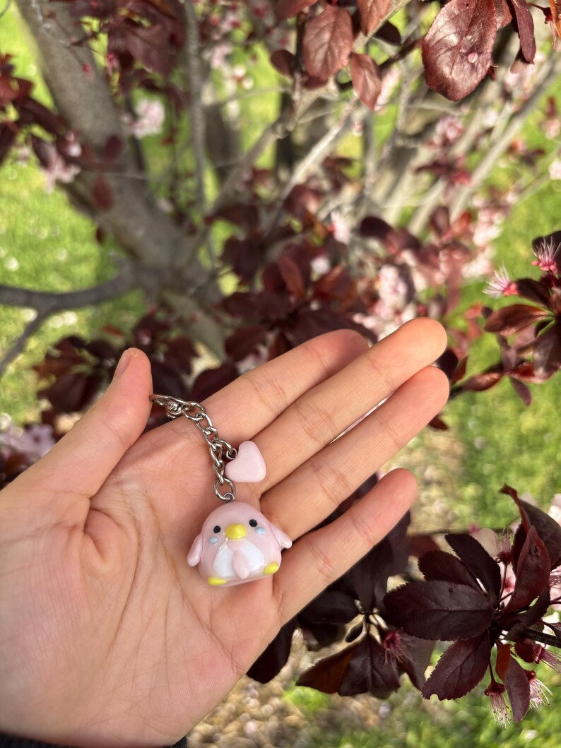 Blue and Pink Penguin Keychains, Handmade Polymer Clay, Cute Animal ...