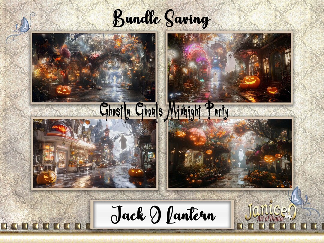 Bundle - 4 Ghostly Ghouls Midnight Party Digital Art Images for Smart ...