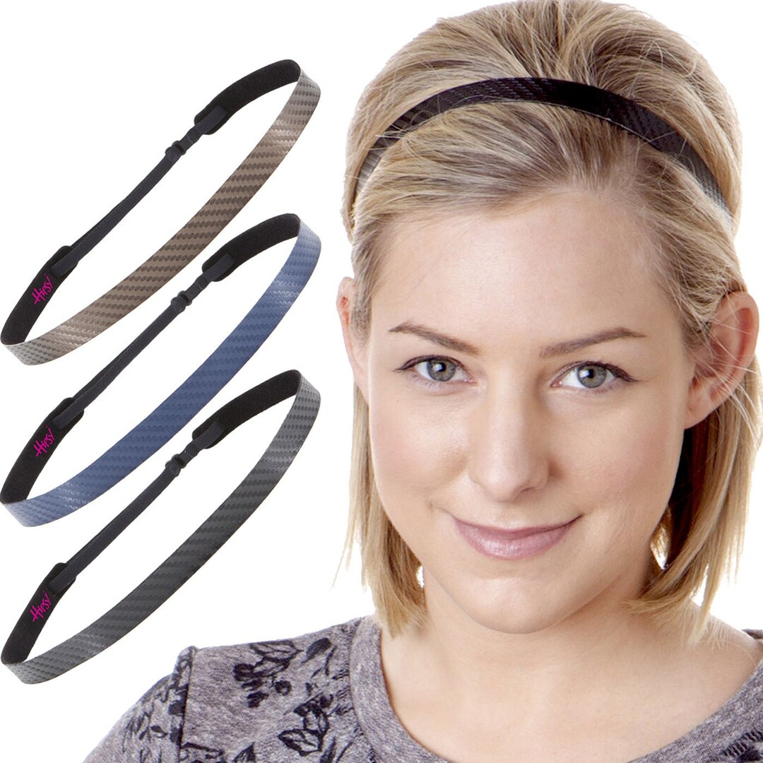 Hipsy Workout Headbands Adjustable NO SLIP Tech Sport Black Silver Pink ...