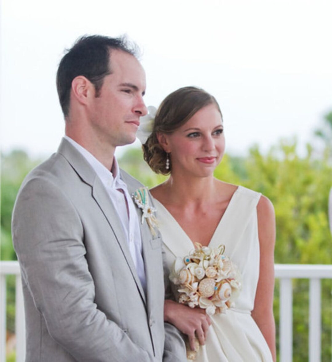 Shell Wedding Bouquet - Beach Wedding- - Seashell Bouquet With Antique ...