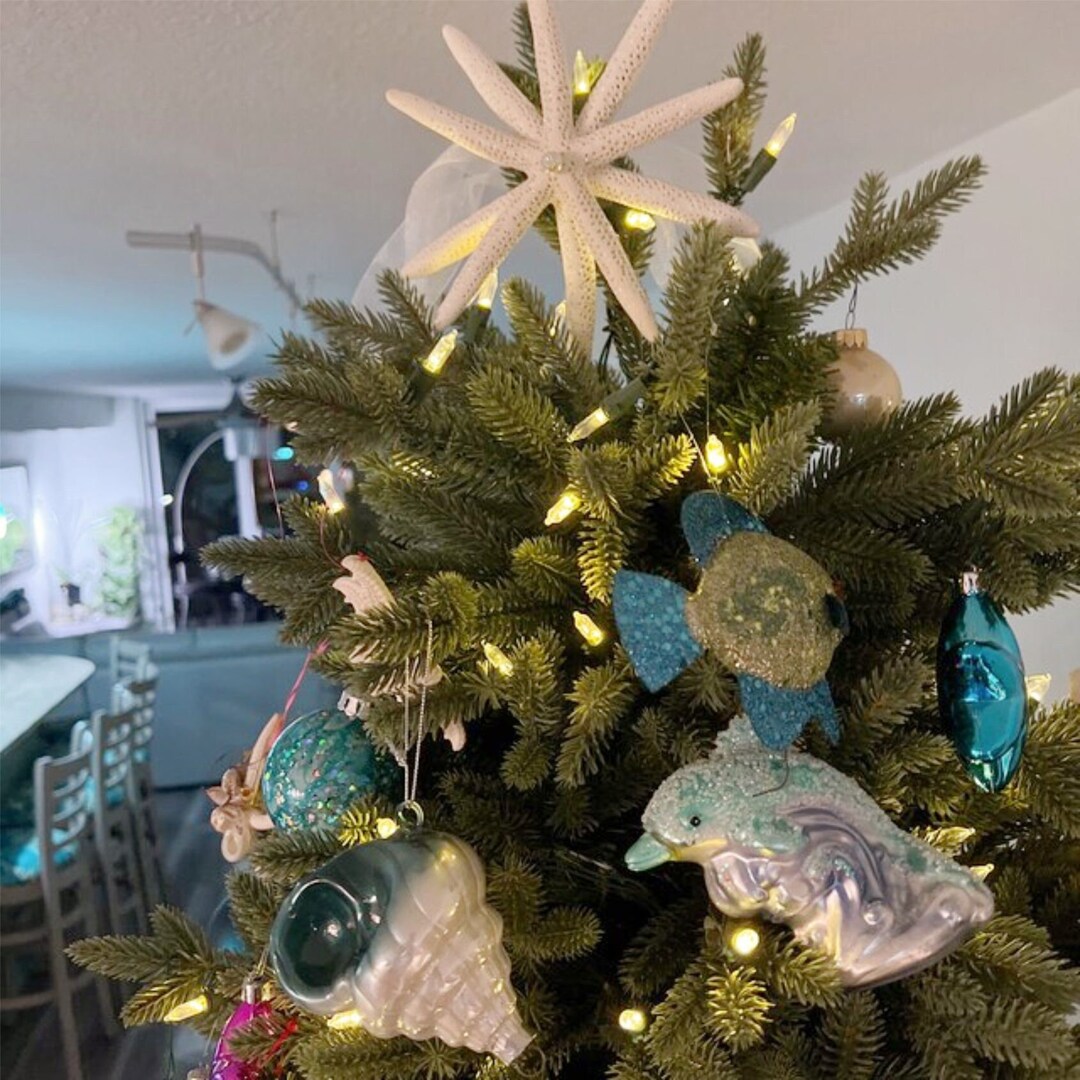 Starfish Christmas Tree Topper With Sparkles - Etsy