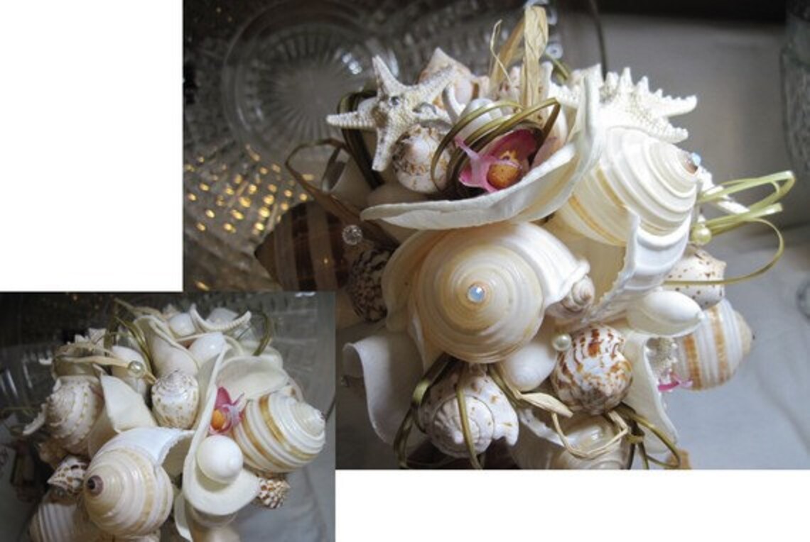Shell Wedding Bouquet Beach Wedding Natural Seashell Bouquet Romance of ...