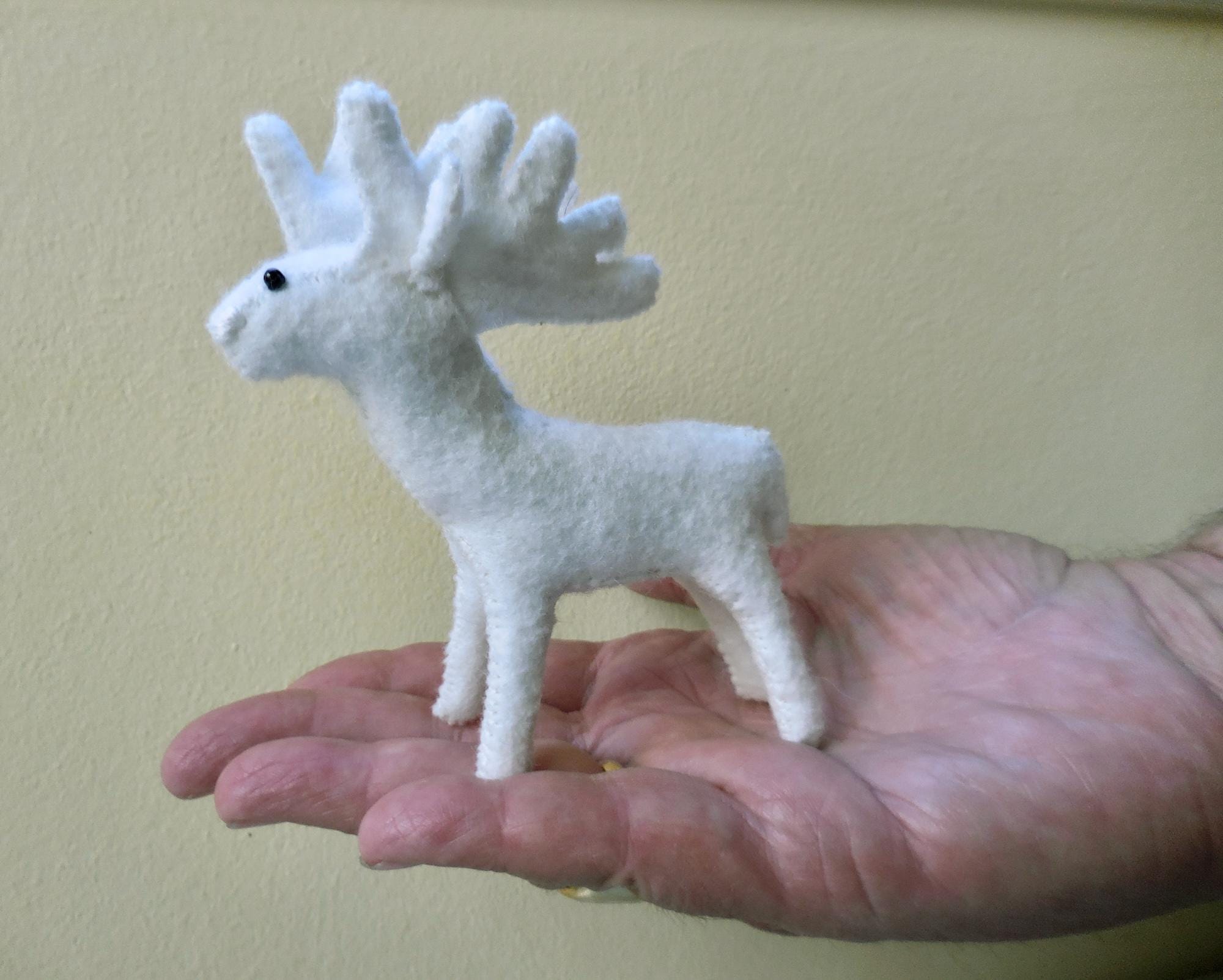 White Reindeer Holiday Decoration, Christmas Reindeer Ornament, Soft ...