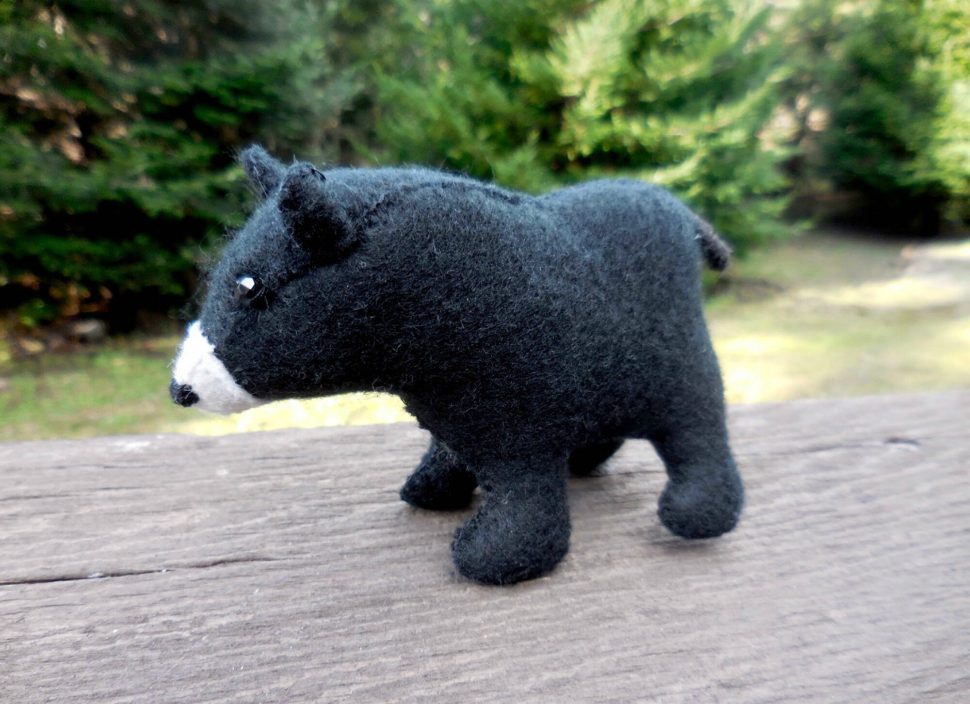 Black felt bear felt stuffed animal realistic bear soft toy | Etsy