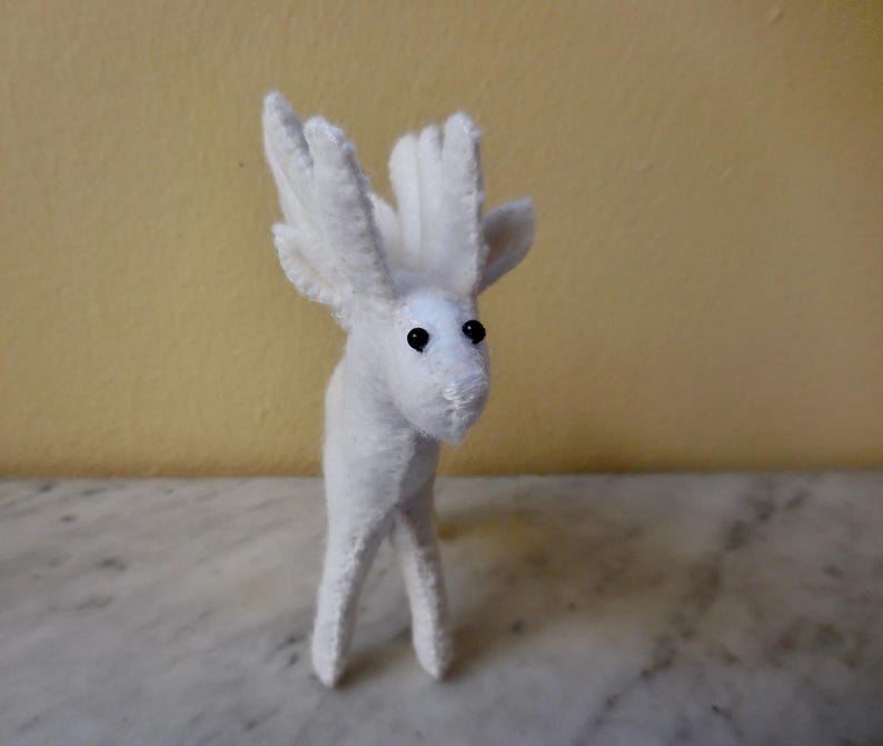 White Reindeer Holiday Decoration, Christmas Reindeer Ornament, Soft ...