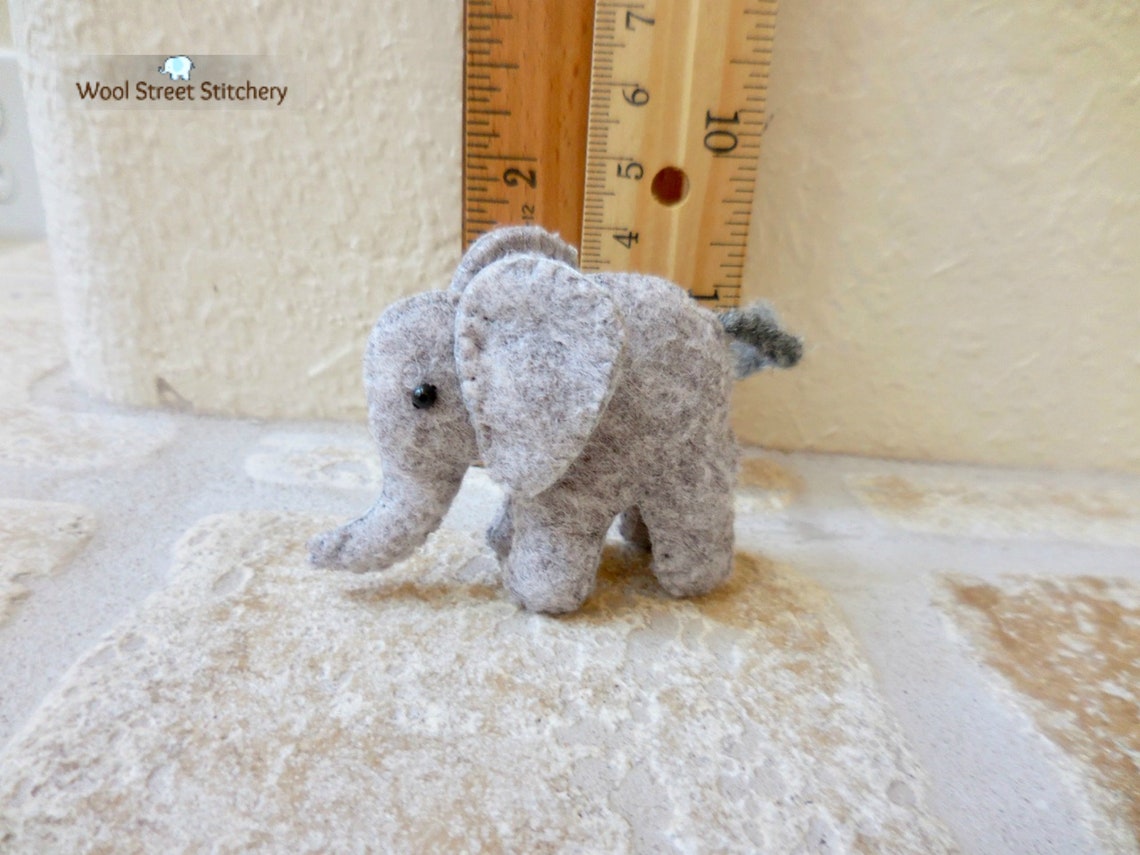 Light gray baby elephant miniature handmade felt elephant | Etsy