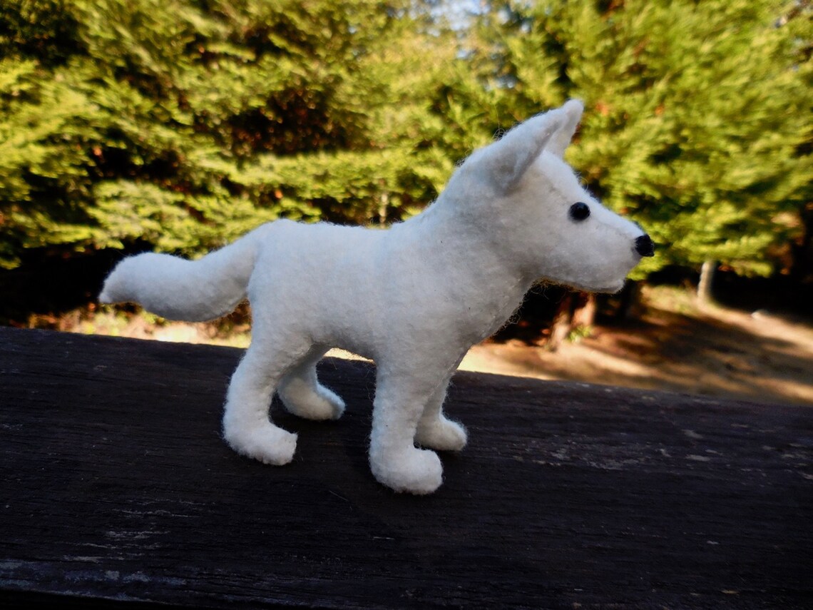 White Felt Wolf Arctic or Polar Wolf Small Wolf Soft Toy | Etsy