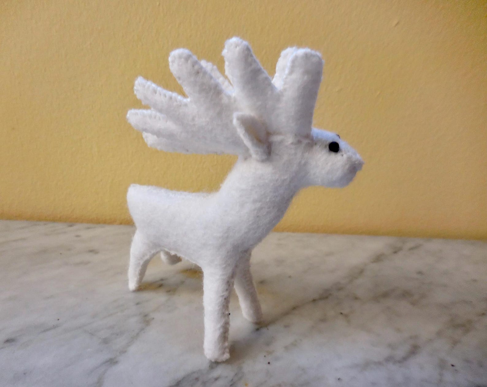 White Reindeer Holiday Decoration, Christmas Reindeer Ornament, Soft ...
