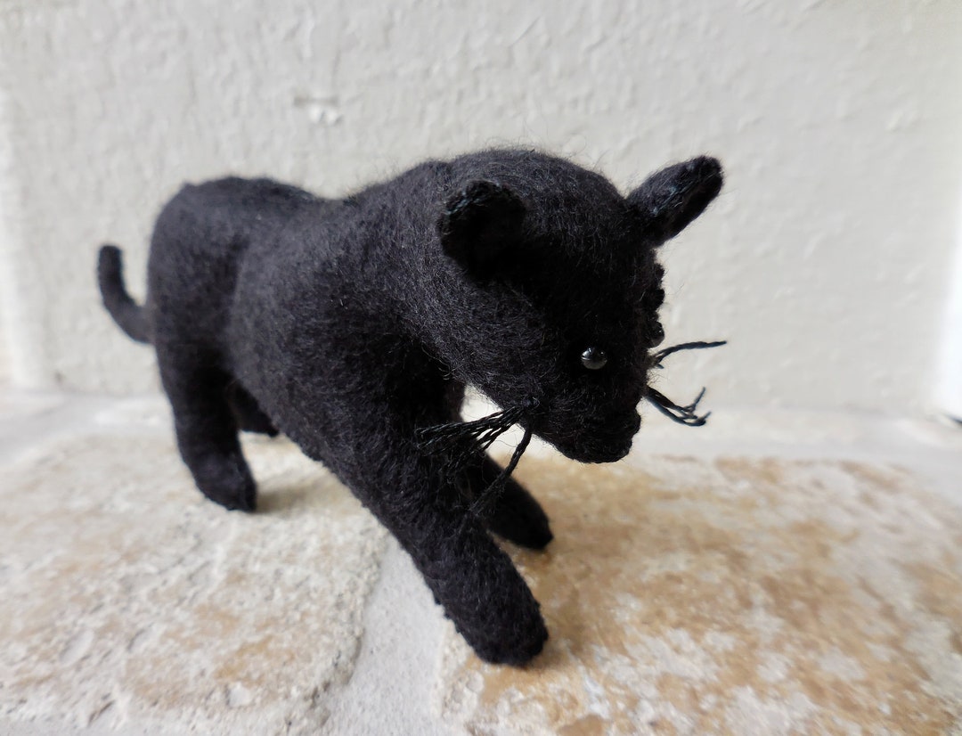 Black Panther Felt Animal, Black Leopard or Jaguar Gift, Endangered ...