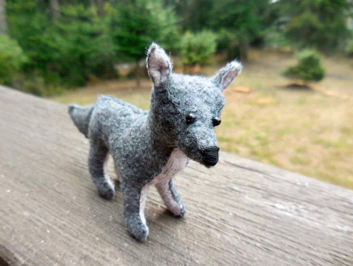 Small Gray Fox Soft Toy Fox Felt Stuffed Woodland Animal | Etsy