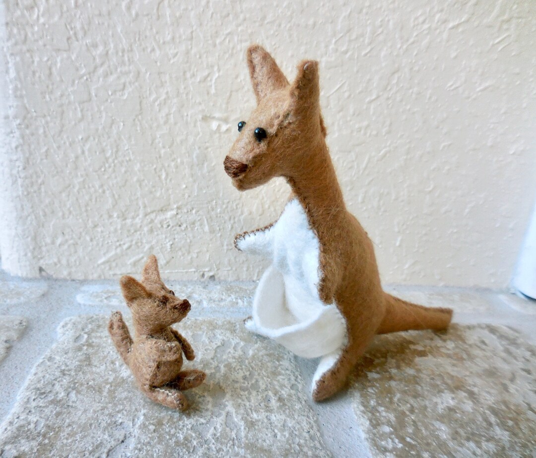 Felt Kangaroo, Mother and Baby Joey Stuffed Kangaroo, Australian Animal ...