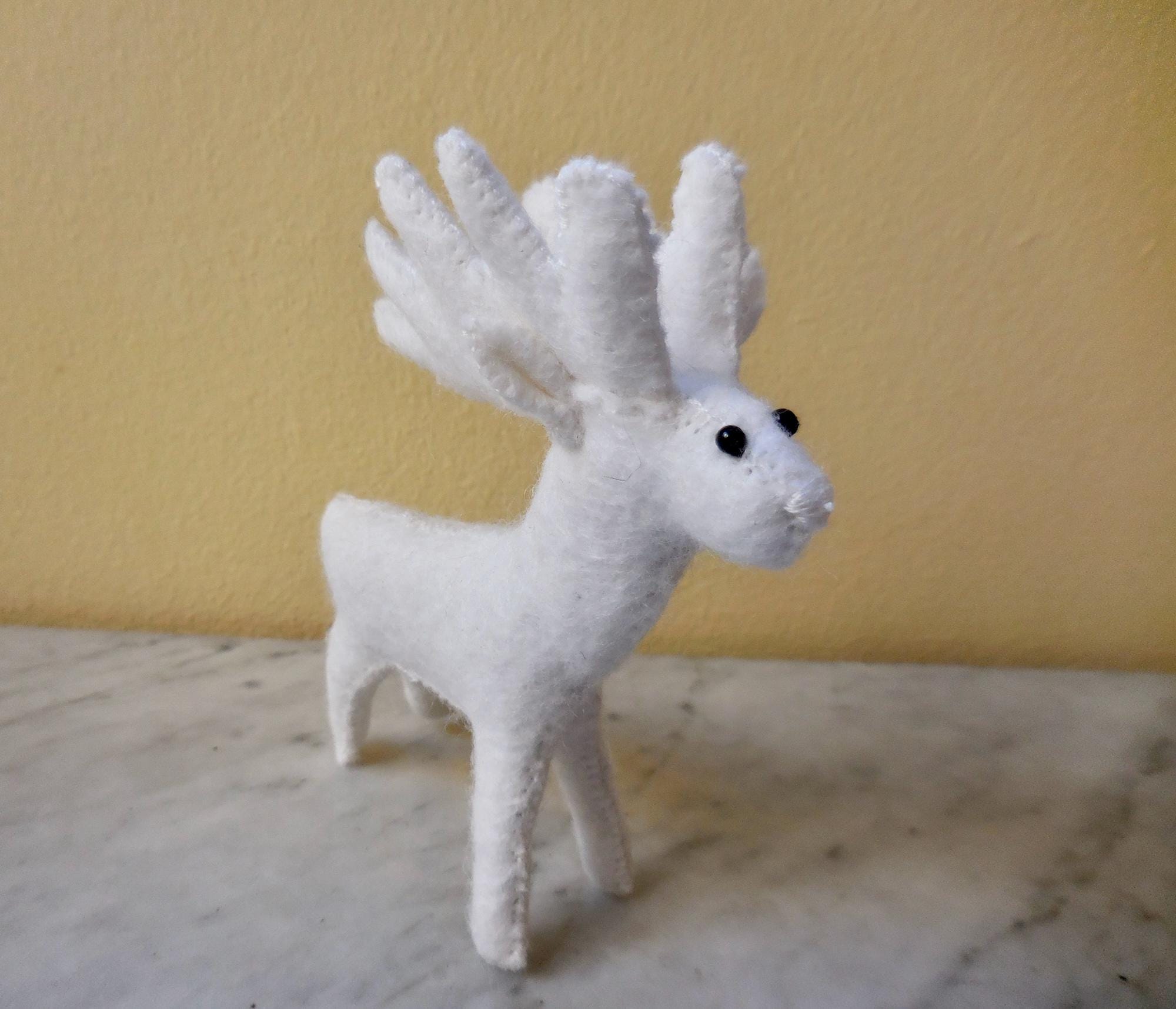 White Reindeer Holiday Decoration, Christmas Reindeer Ornament, Soft ...