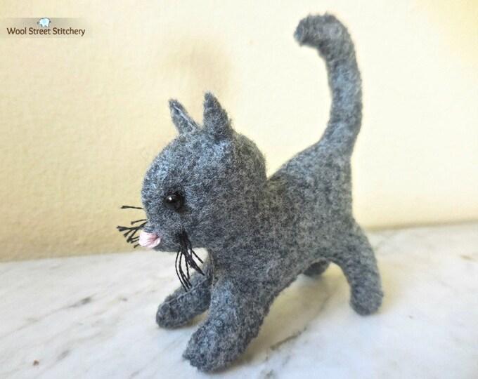 Small Stuffed Cat Stuffed Kitten Gray Cat Soft Toy Felt - Etsy