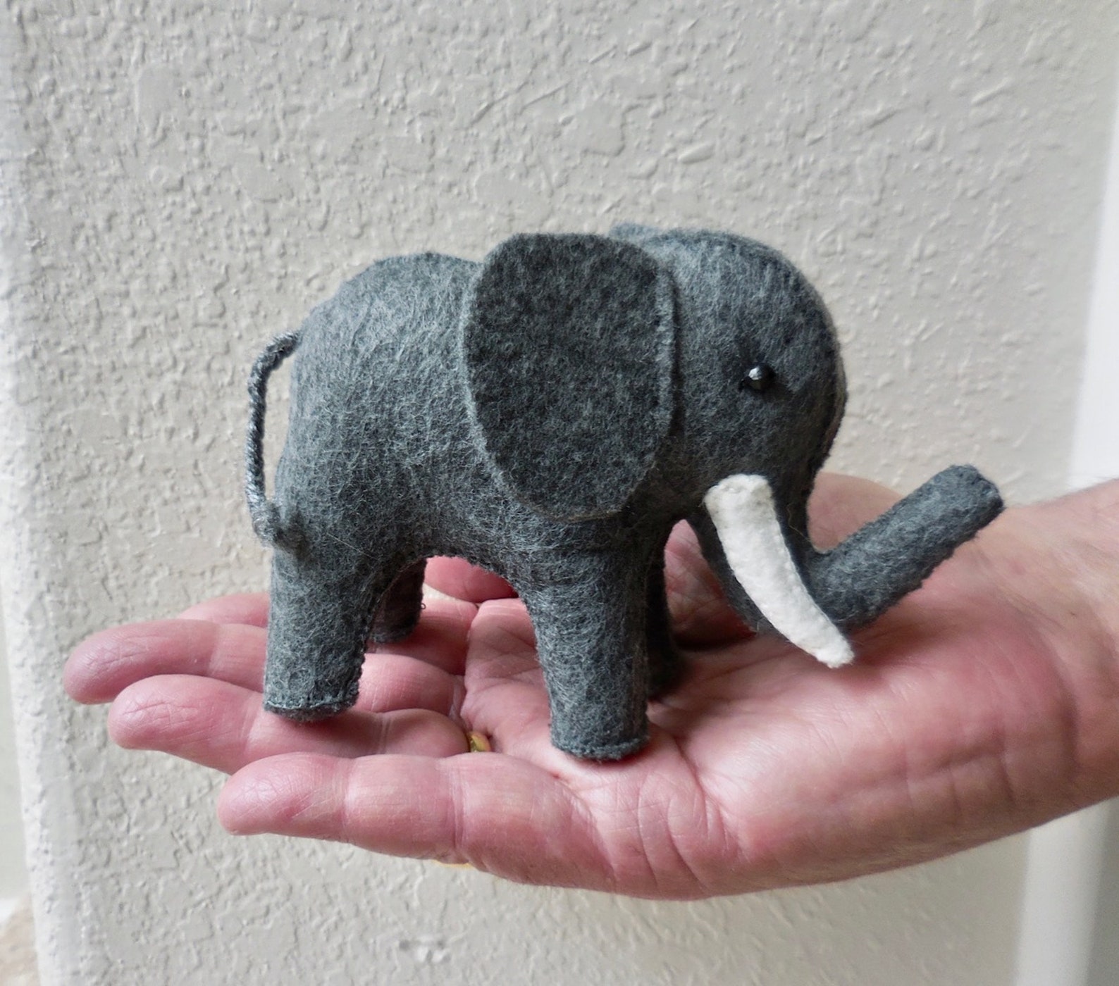 Dark Gray Felt Elephant With Tusks Handmade Elephant Soft - Etsy