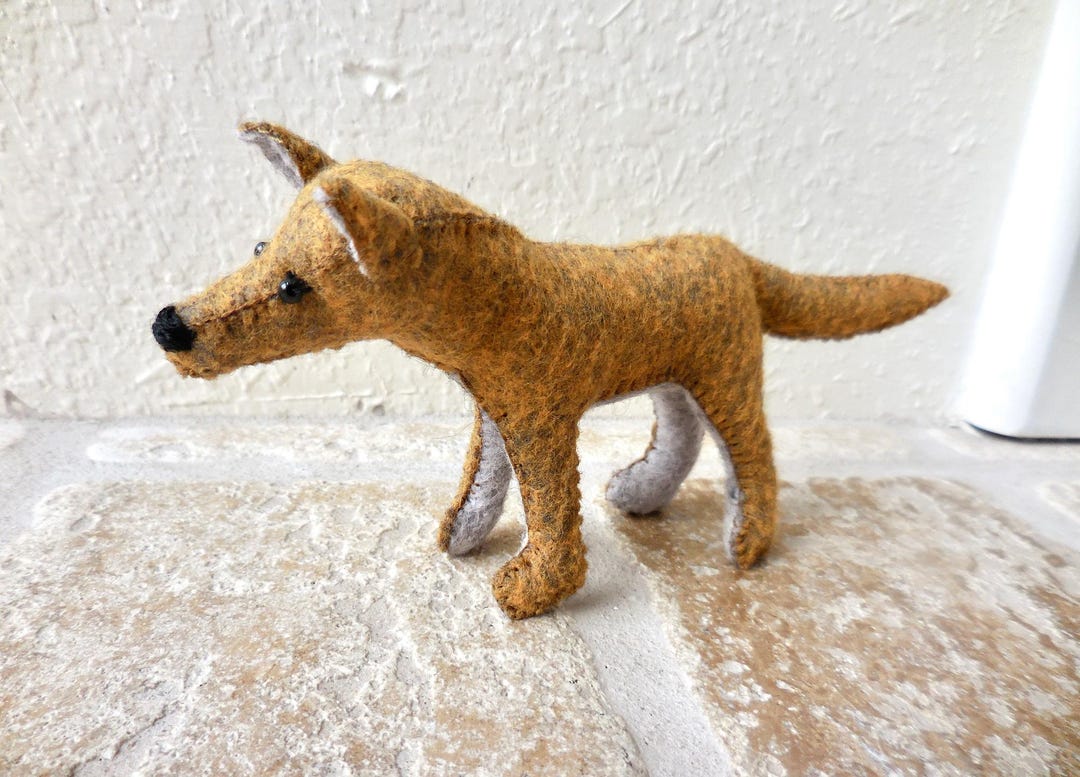 Small Felt Coyote Soft Sculpture: Hand Sewn Stuffed Animal Figure - Etsy