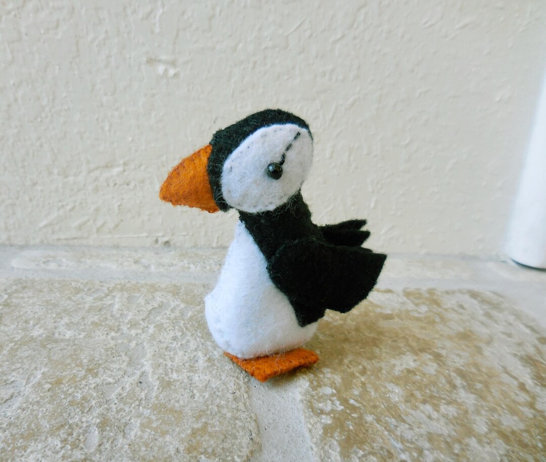 Small Felt Puffin, Soft Toy Gift Animal, Handmade Sea Bird Stuffed Felt ...
