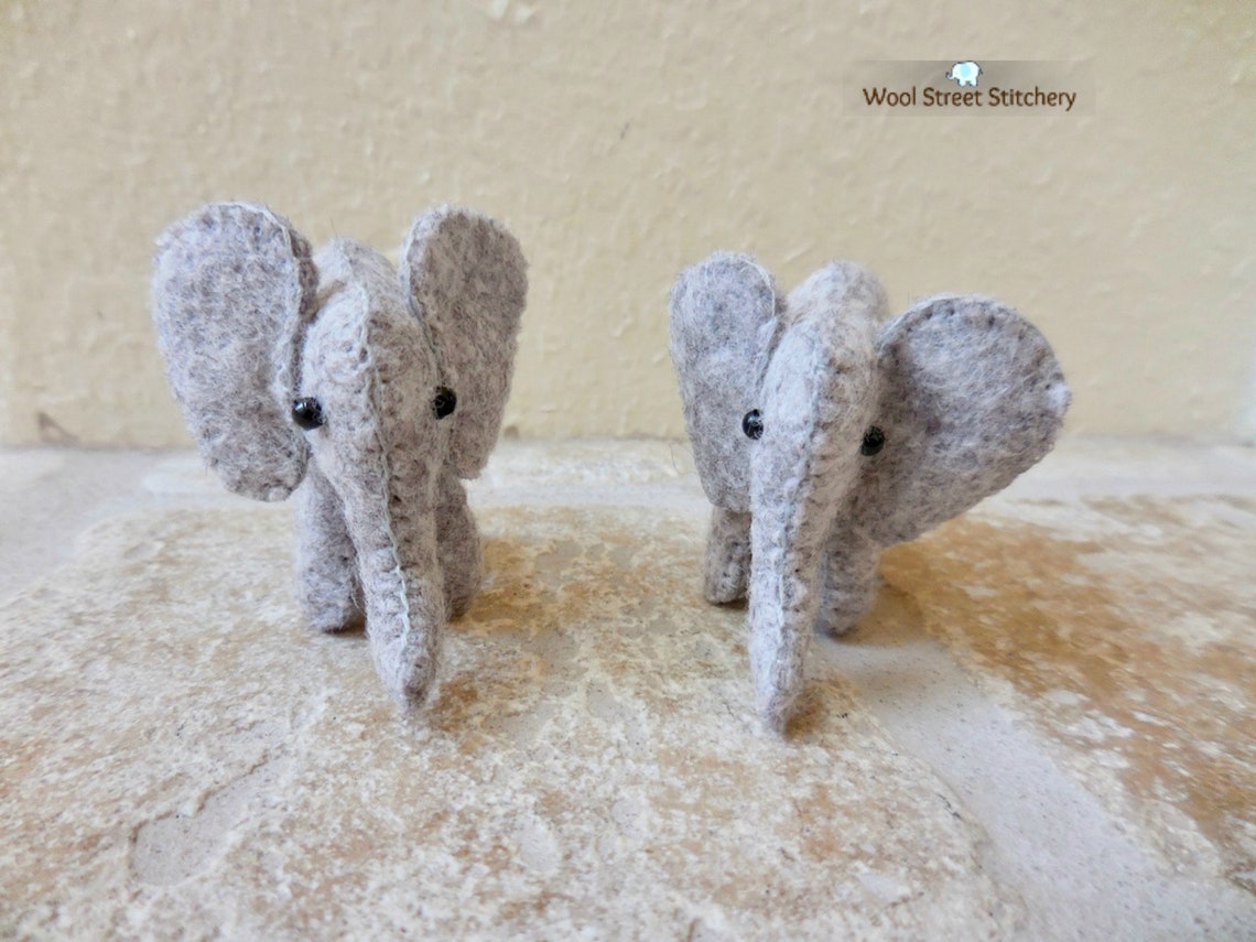 Light gray baby elephant miniature handmade felt elephant | Etsy