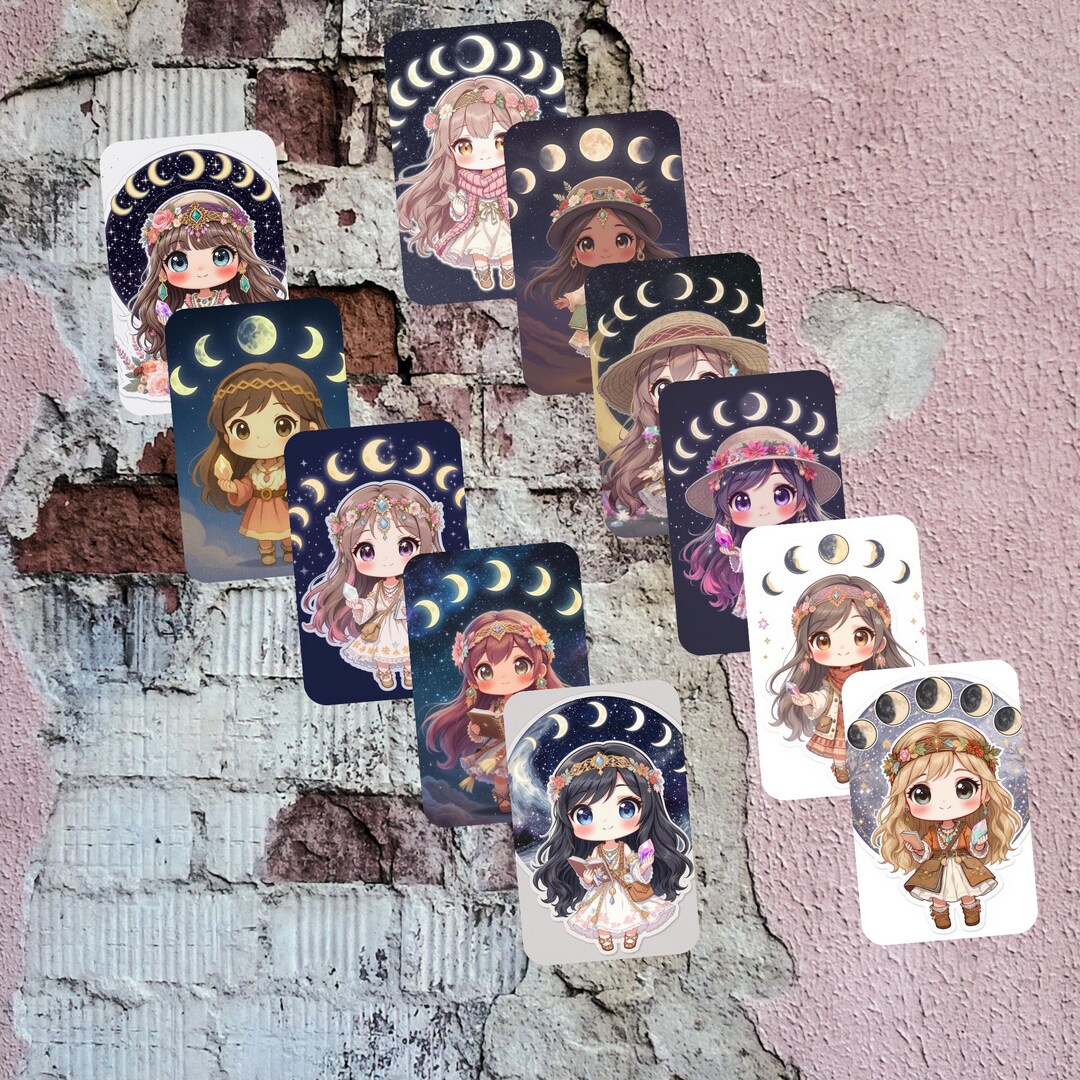 Chibi Character Collector Cards Set – Celestial Themed Cards | Cute ...