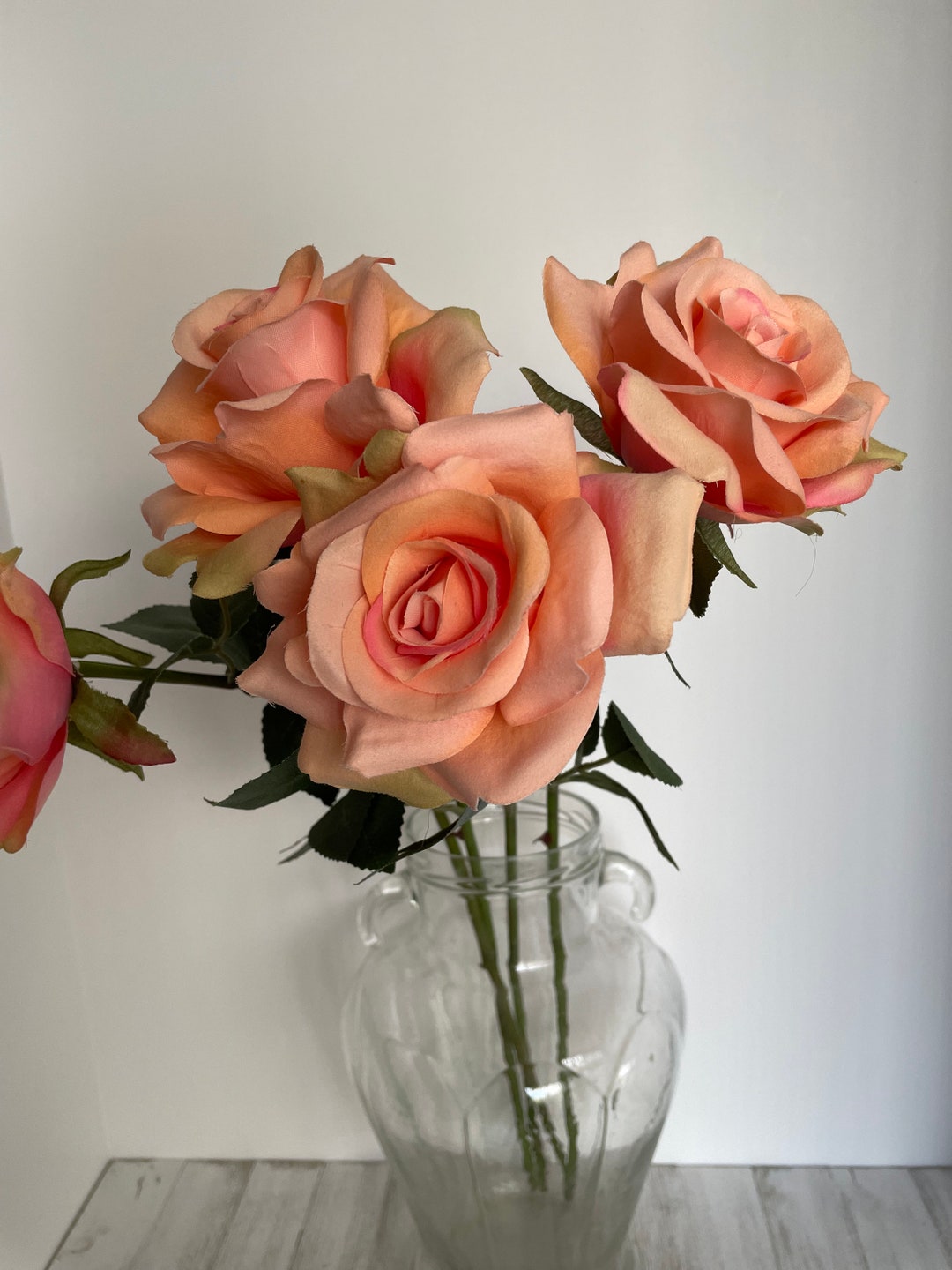 Silk Peach Roses-ready TO SHIP - Etsy