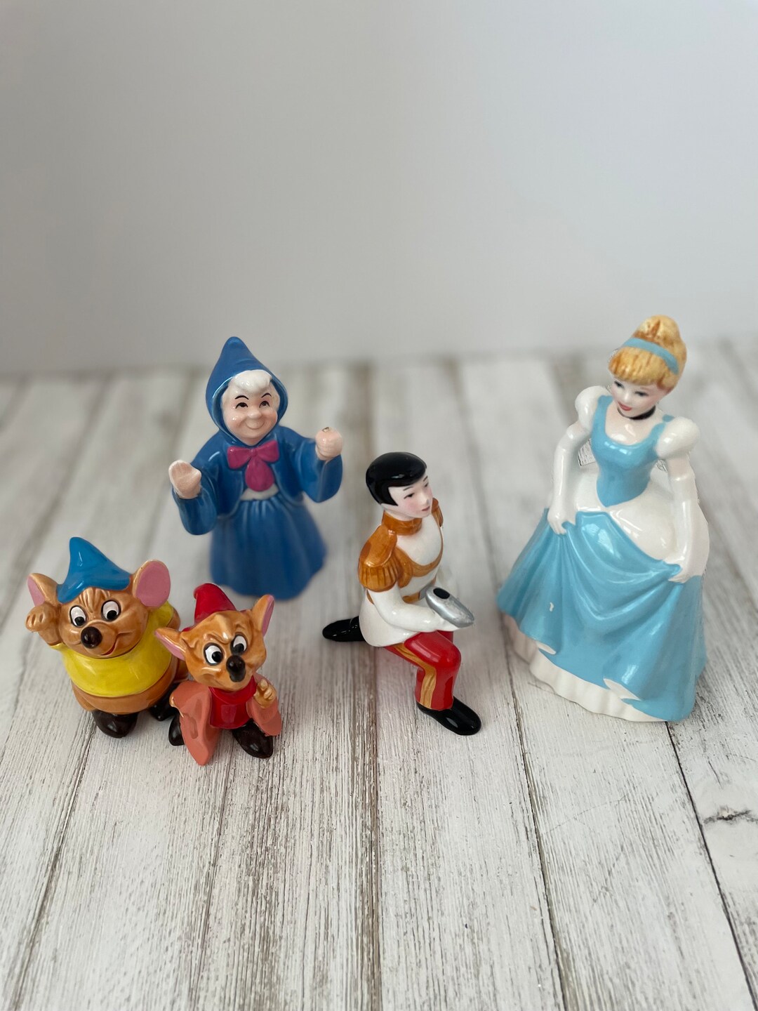 5 Piece Set Cinderella and Her Prince Disney Porcelain Figurines - Etsy