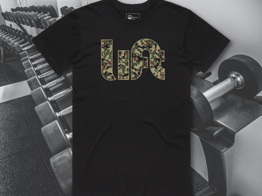 Lift lyft Camo Black T-shirt, Workout, Weightlifting, Shirt, Gym, Fun ...