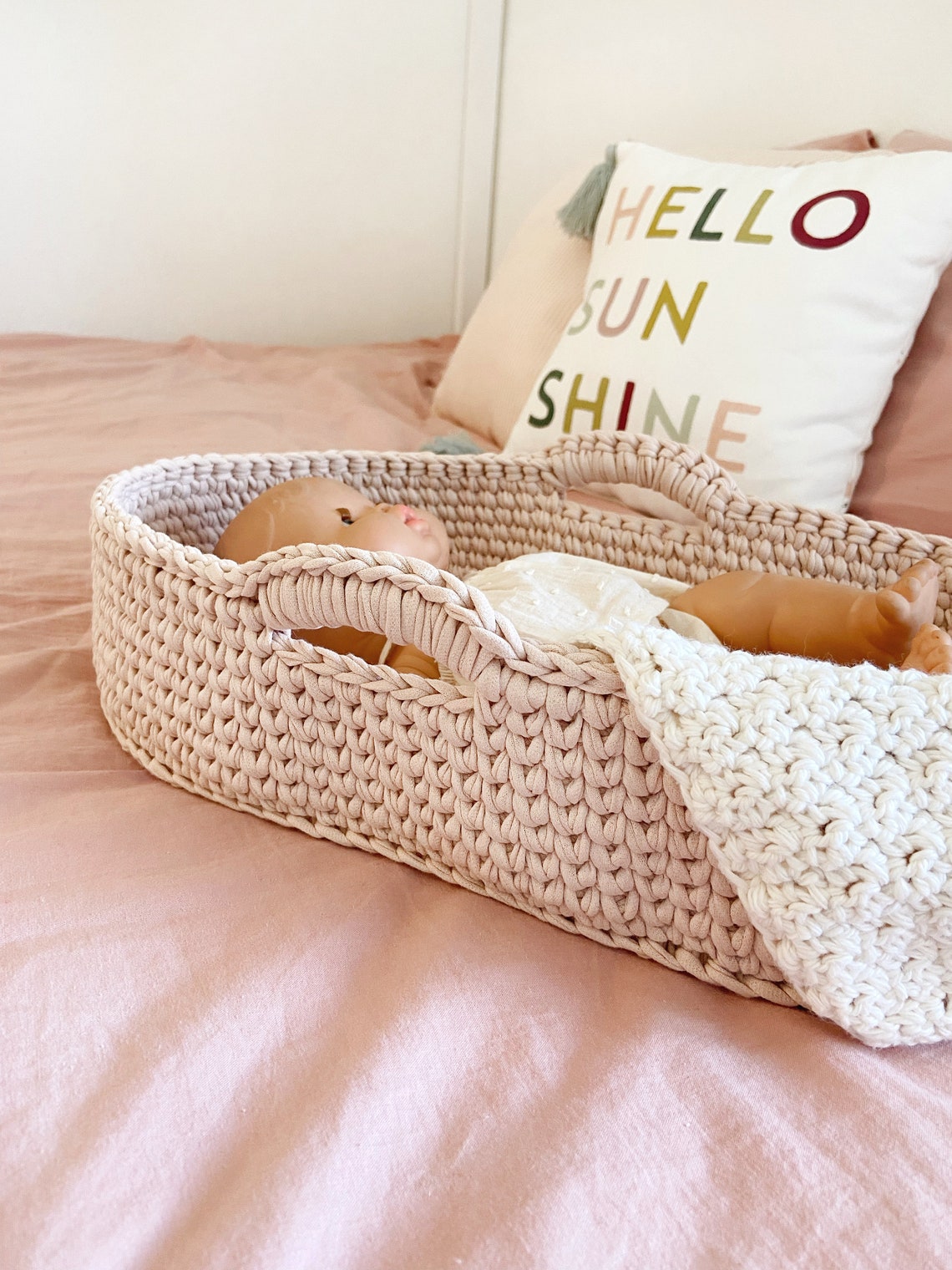 CROCHET PATTERN: Doll Moses Basket Crochet Pattern, Baby Moses Basket ...