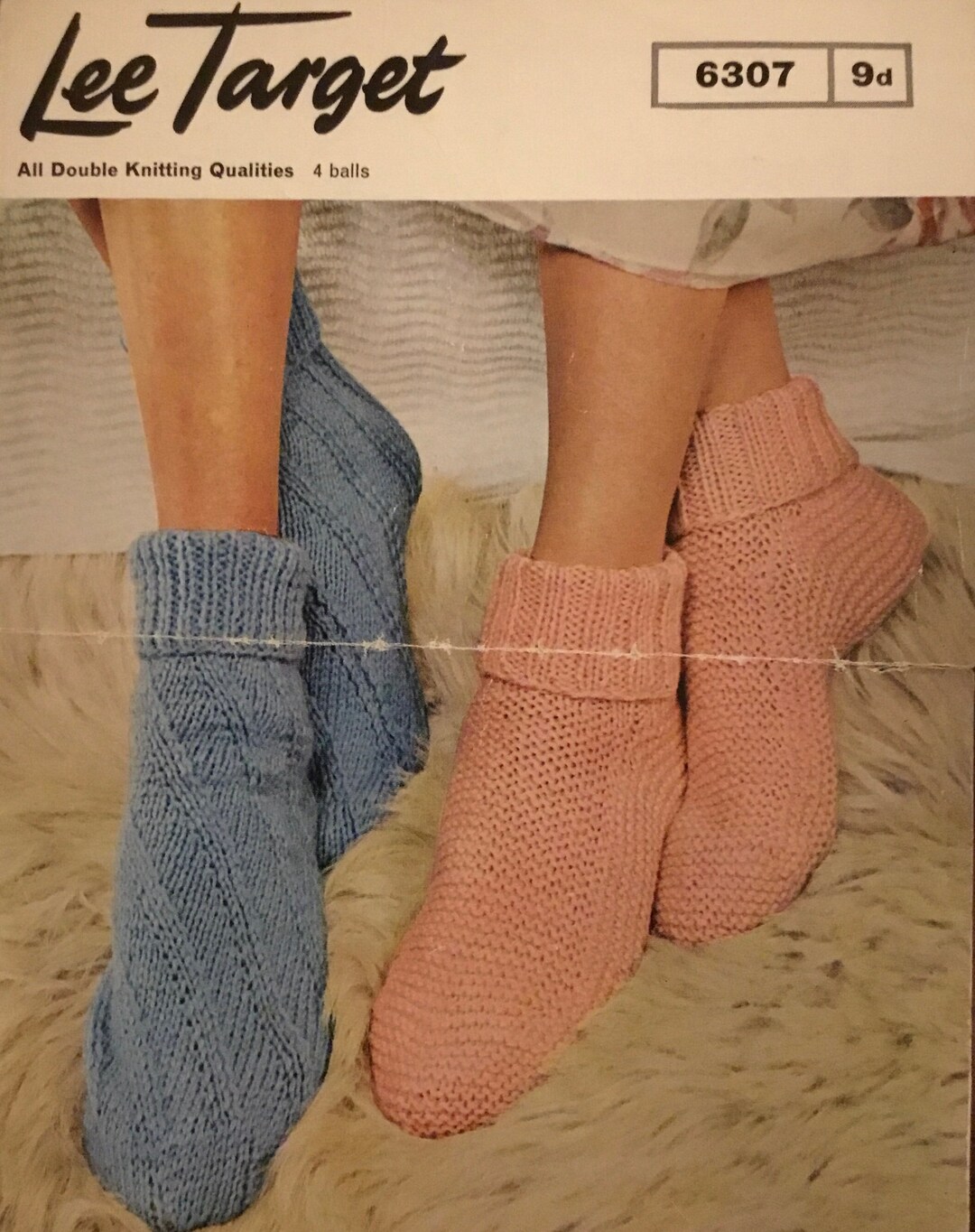 Vintage Lee Target Bedsocks Knitting Pattern No. 6307 to Fit 9 / 13 ...