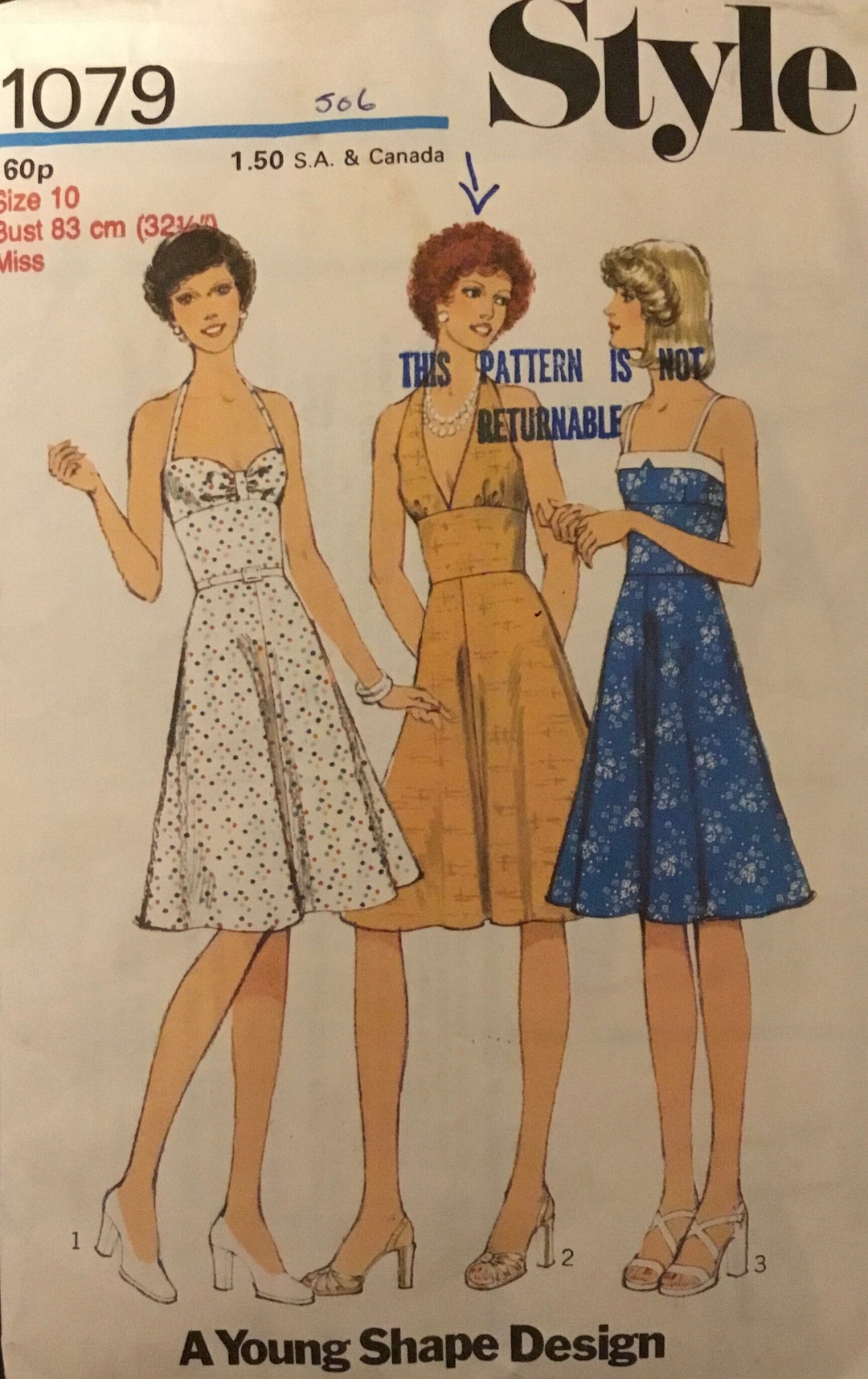 1975 Style Patterns Ltd Young Shape Misses’ Dress Sewing Pattern No ...