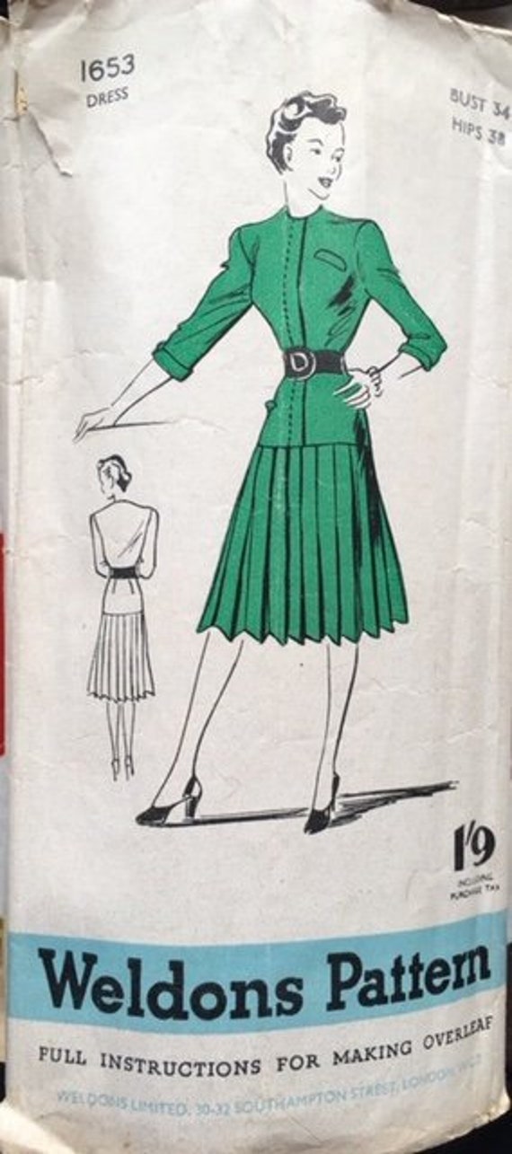 Vintage Weldons Dress Sewing Pattern No. 1653 Bust 34 / | Etsy