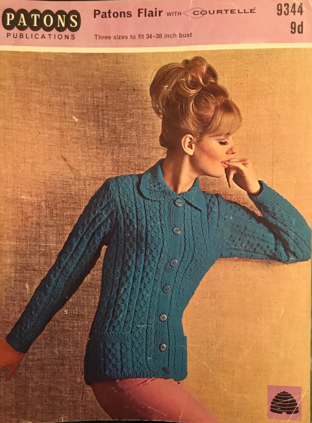 Vintage Patons Slim Line Jacket Knitting Pattern No. 9344 Bust 343638 ...