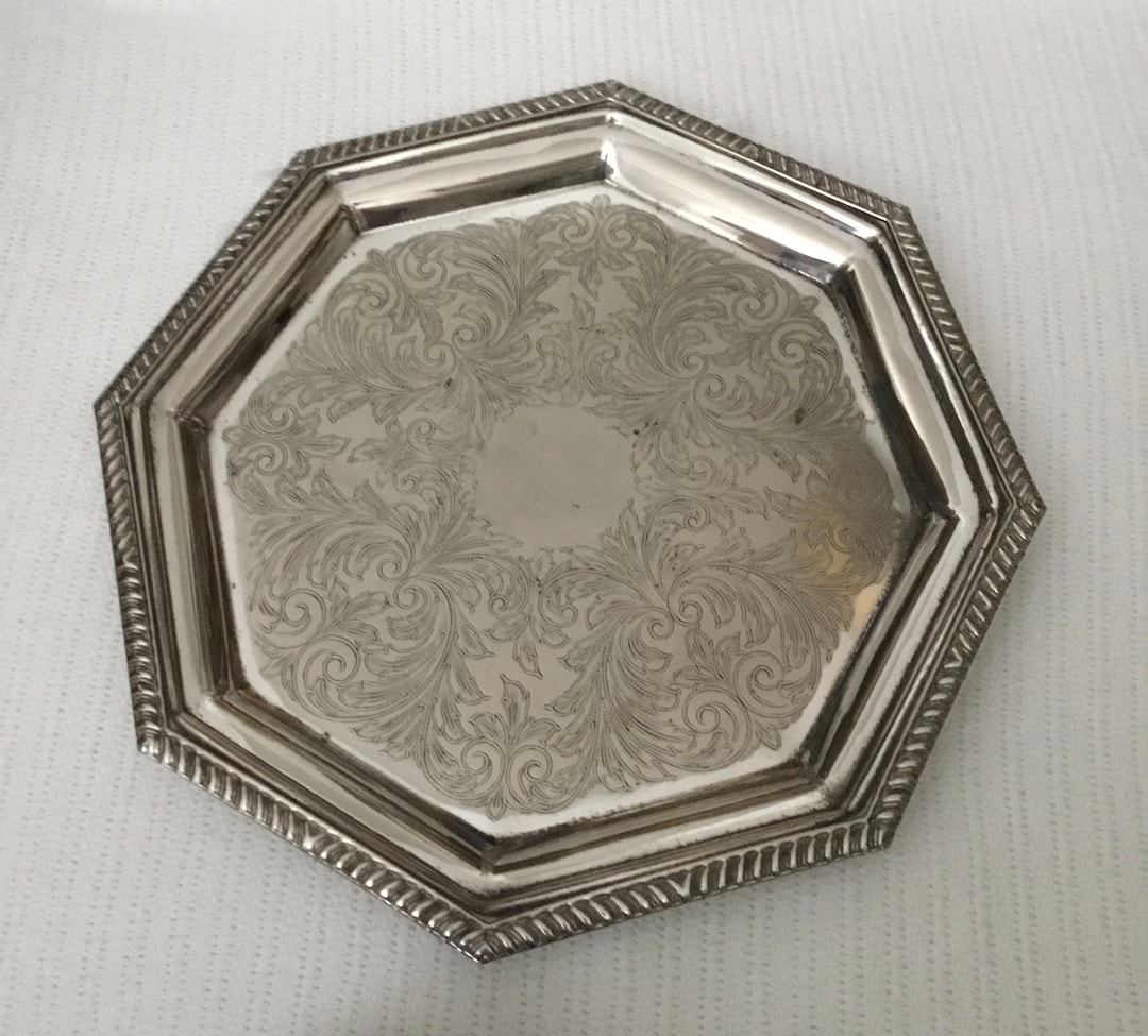 Vintage Cavalier Octagonal Silver Plated Tray - Etsy