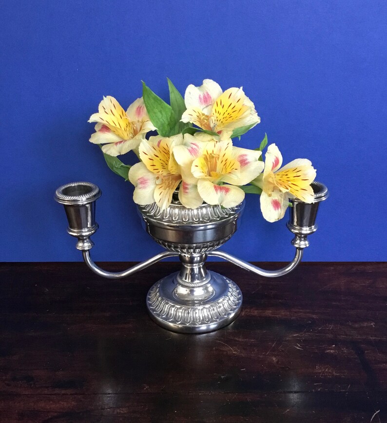 Vintage Seba Silver Plated 2 Branch Candelabra z miską - Etsy Polska