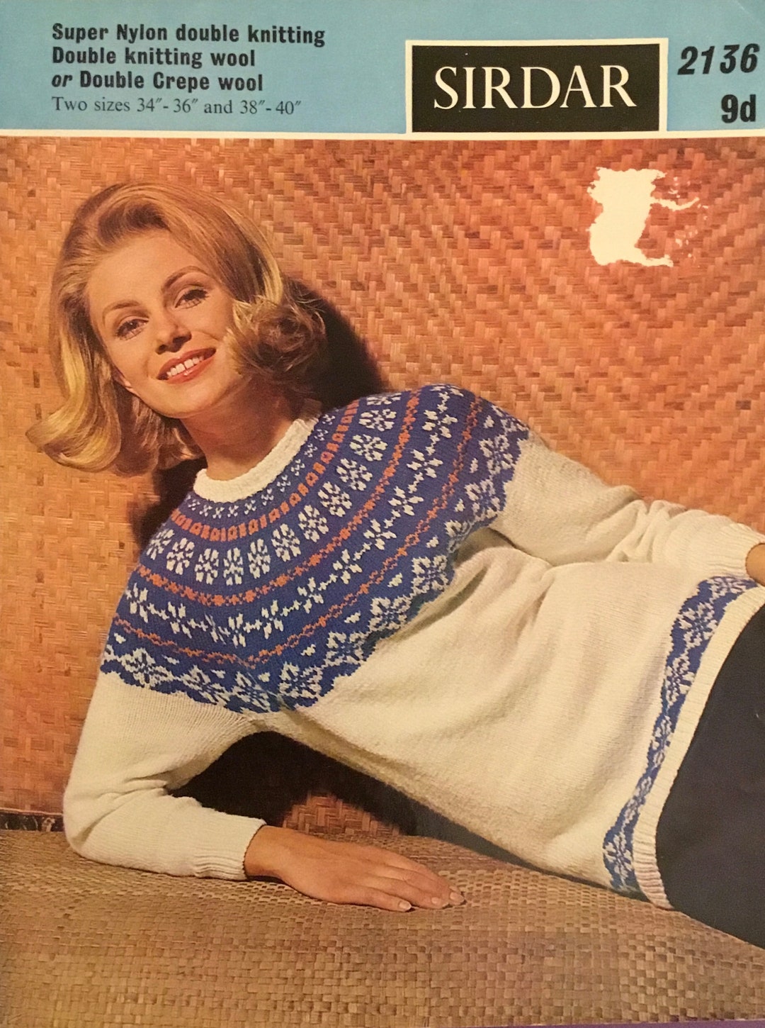 Vintage Sirdar Double Knitting Sweater Knitting Pattern No. 2136 - to ...