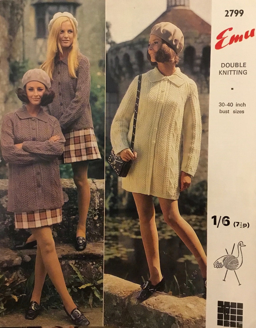 Vintage Emu Aran Coats Knitting Pattern No. 9561 to Fit Bust - Etsy