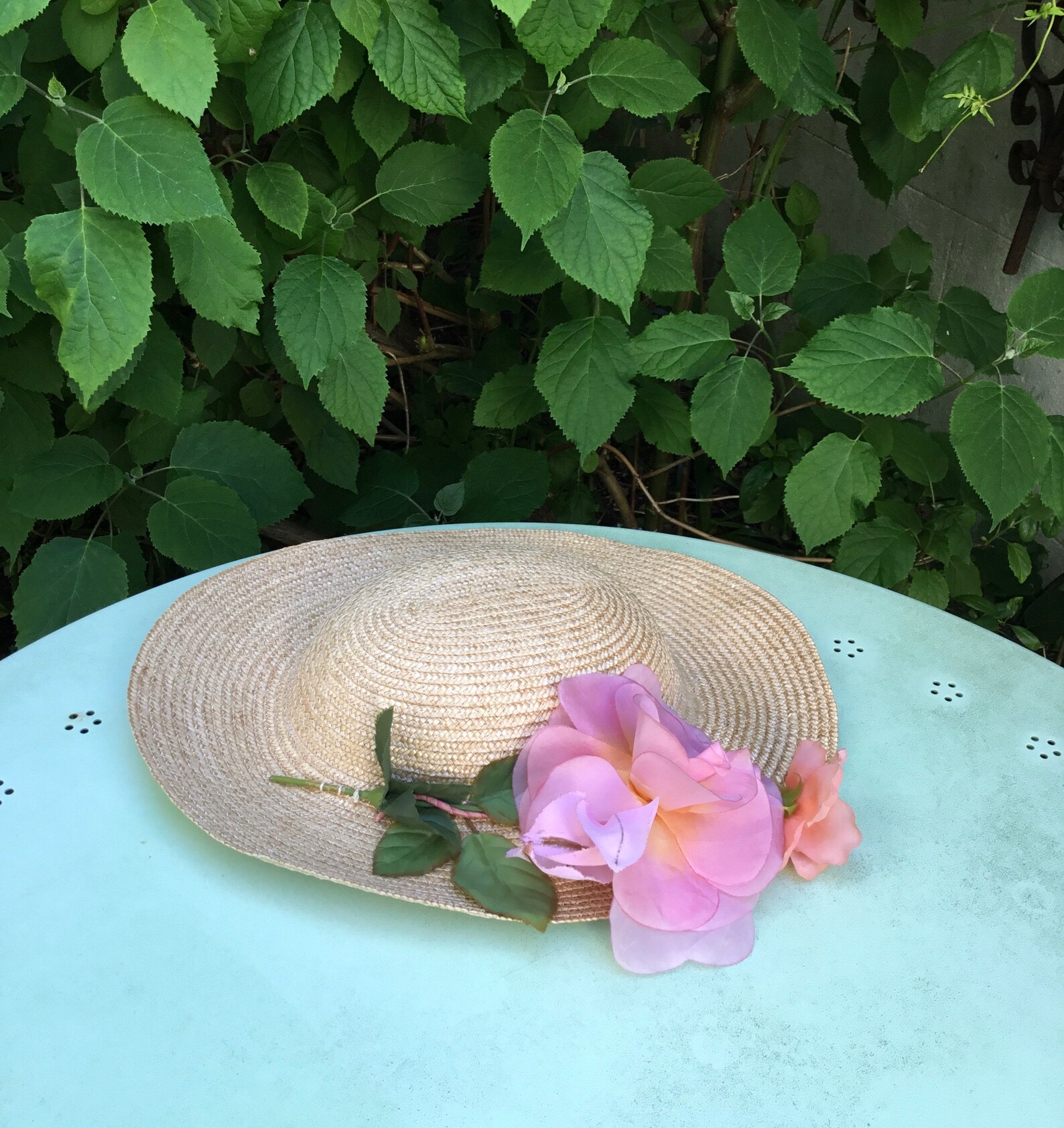 Small Straw Percher Hat With Floral Trim One Size | Etsy