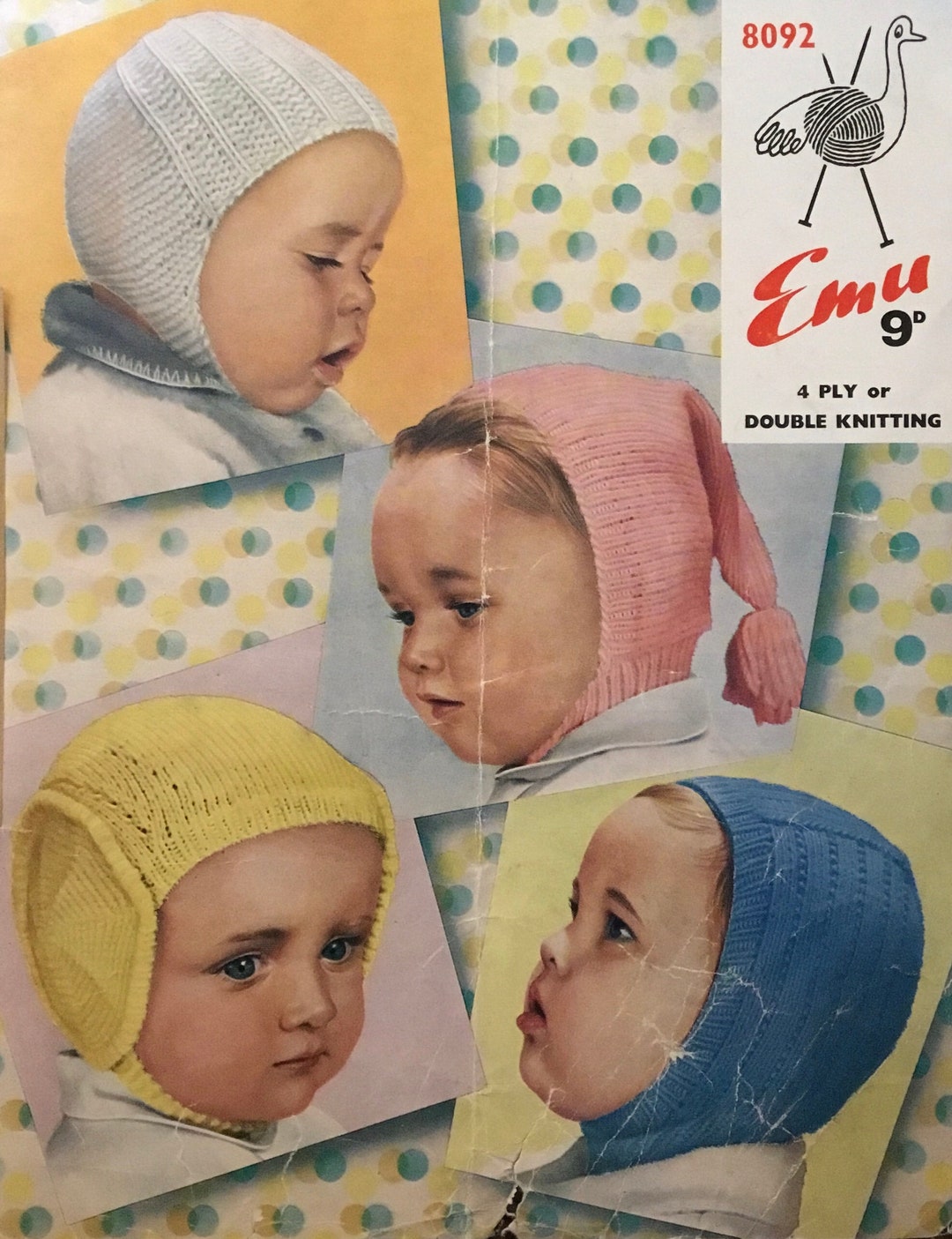 Emu Babies Helmets Knitting Pattern No.8092 6-12 Months - Etsy