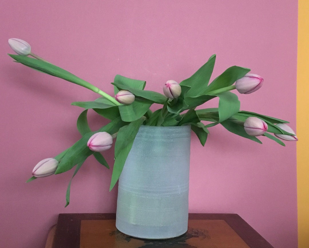 Vintage Frosted Glass Vase - Etsy