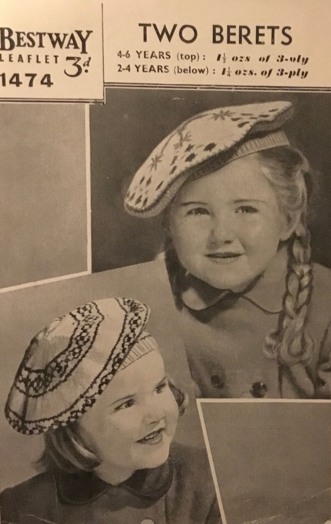 Bestway Two Berets for 4-6 Years top 2-4 Years below Knitting Pattern ...