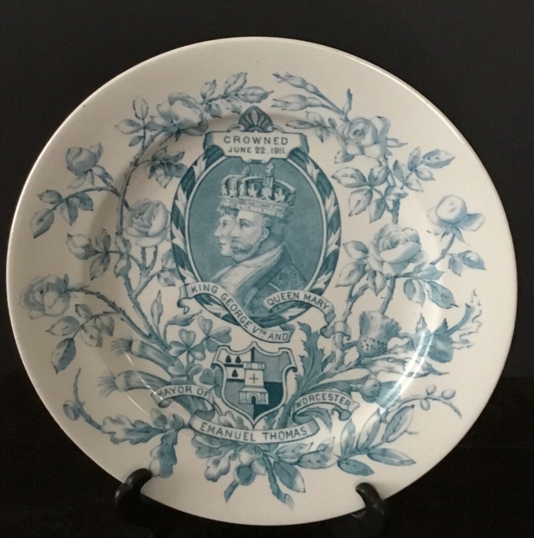 1911 Royal Worcester Commemorative Plate Coronation of King George V ...