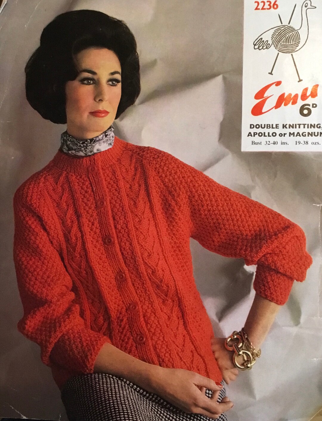 Vintage Emu Jacket Knitting Pattern No. 2236 Bust 3234363840 - Etsy