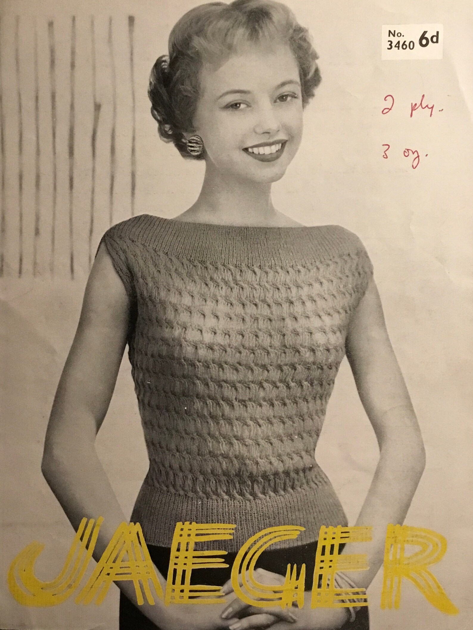 Jaeger Jumpers Knitting Pattern No. 3460 to Fit Bust 3436 / or Lace ...
