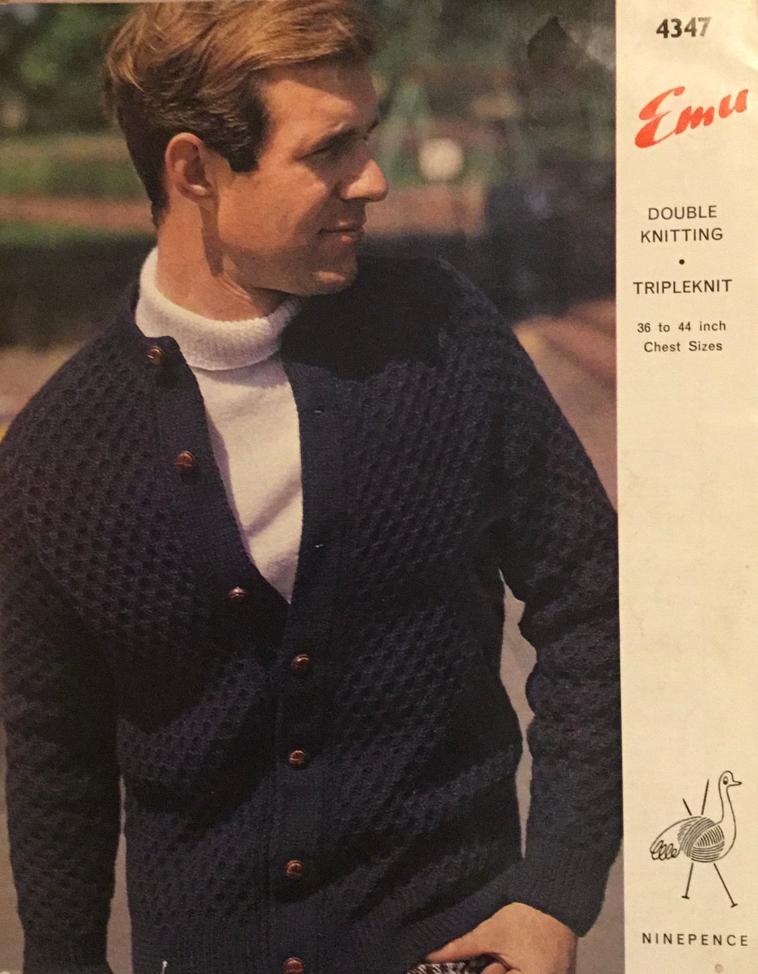 Vintage Emu Windcheater Knitting Pattern No.4347 - to Fit Chest 36”-44 ...
