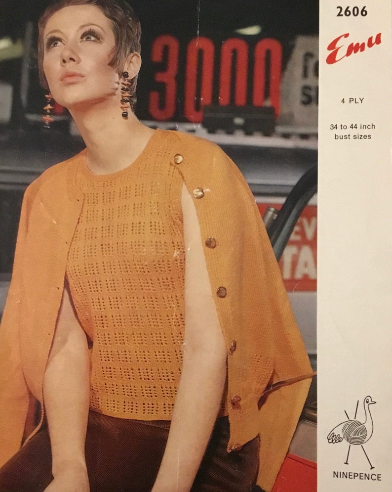 Emu Jumper and Cardigan Knitting Pattern No. 2606 to Fit Bust ...