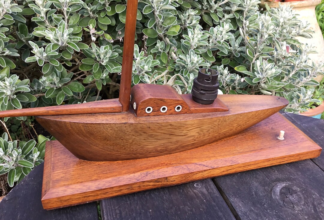 Vintage Wooden Sailing Boat Lamp - Etsy
