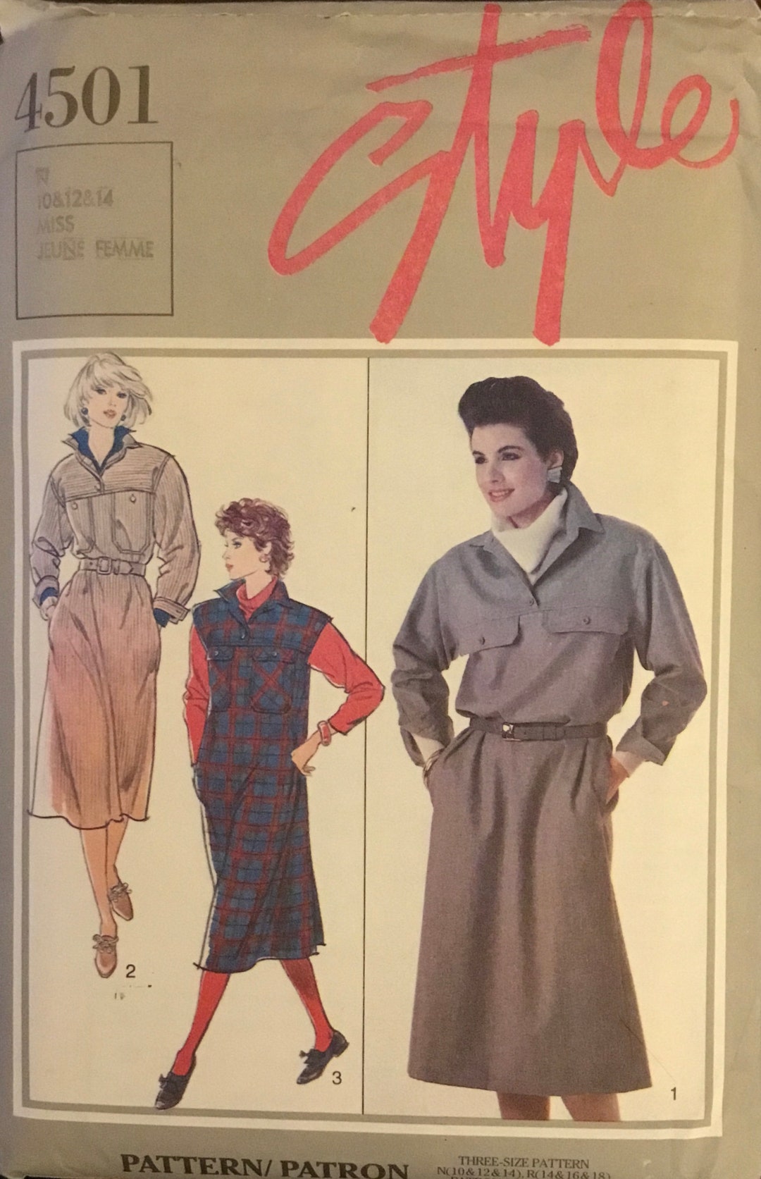 Vintage 1985 Style Patterns Miss' Pullover Dress Couture Pattern no ...