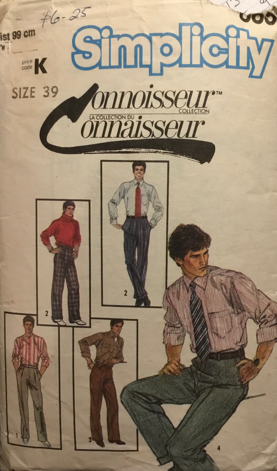 1985 Simplicity Mens Pants With or Without Pleats and Cuffs - Etsy