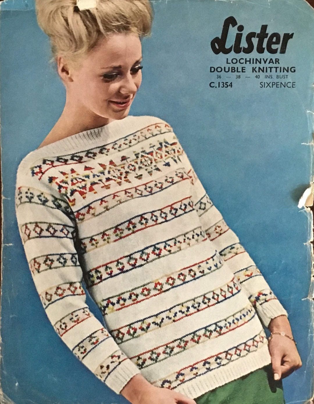 Vintage 1960s Lister Lochinvar and Lavenda Double Sweater Knitting ...