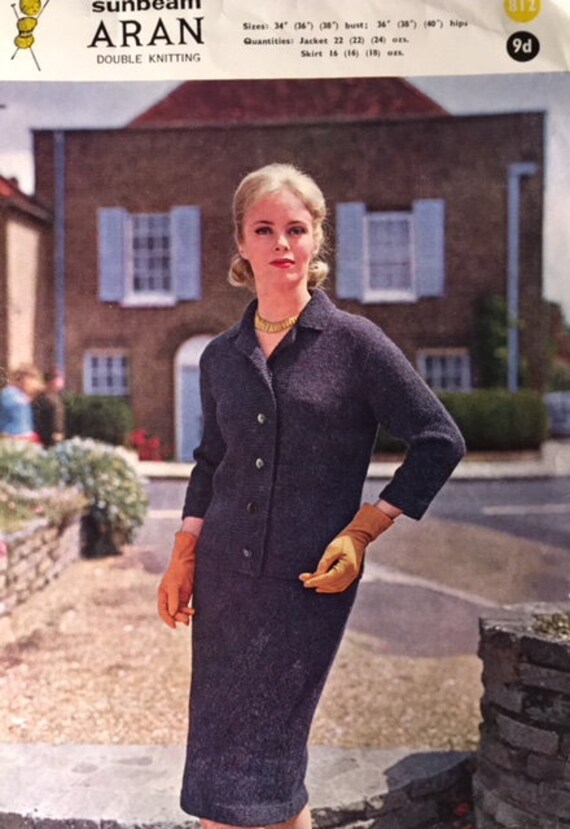 Vintage Sunbeam aran Suit Knitting Pattern Design No.812 | Etsy