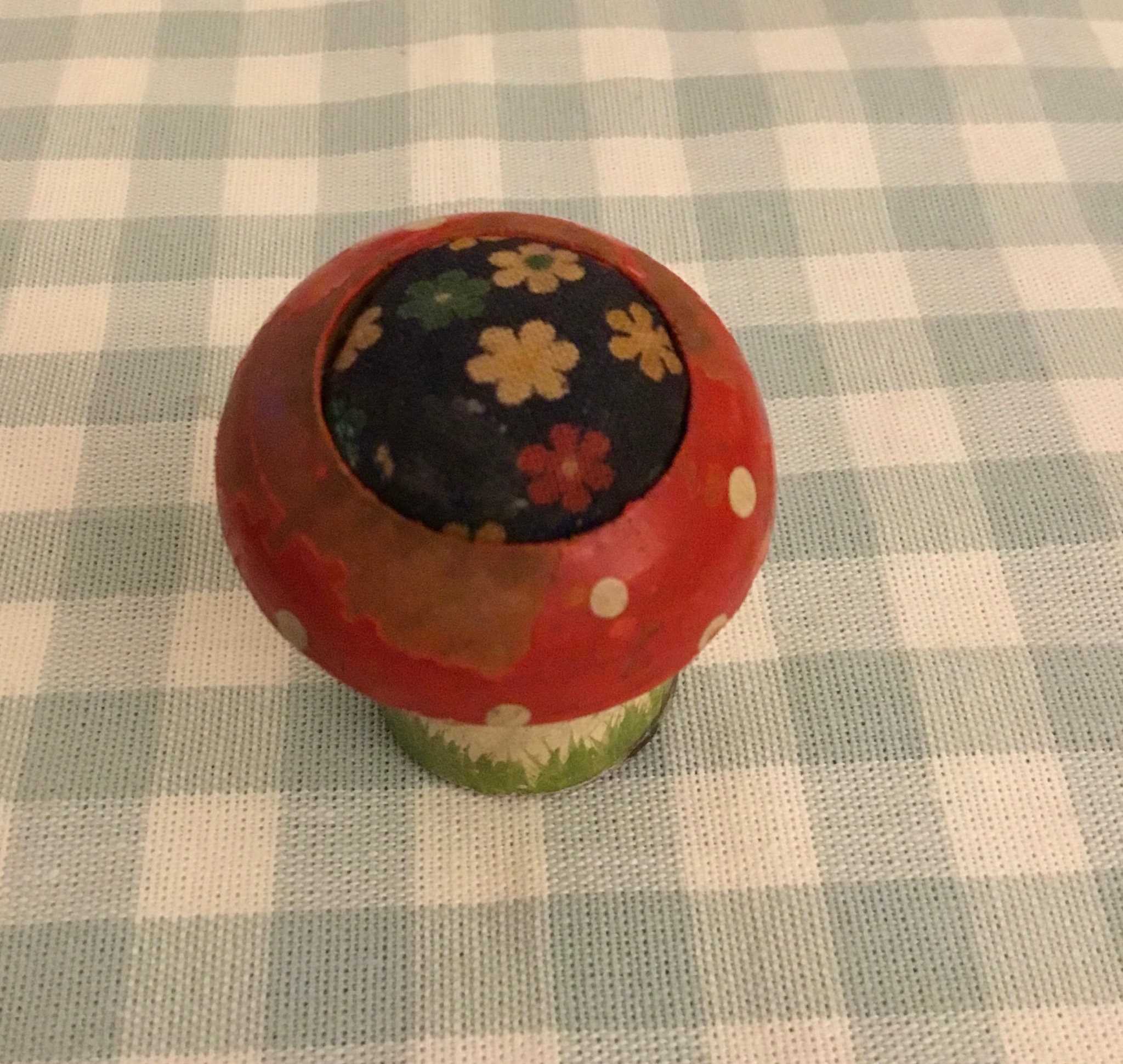 Vintage Handpainted Wooden Toadstool Pin Cushion - Etsy